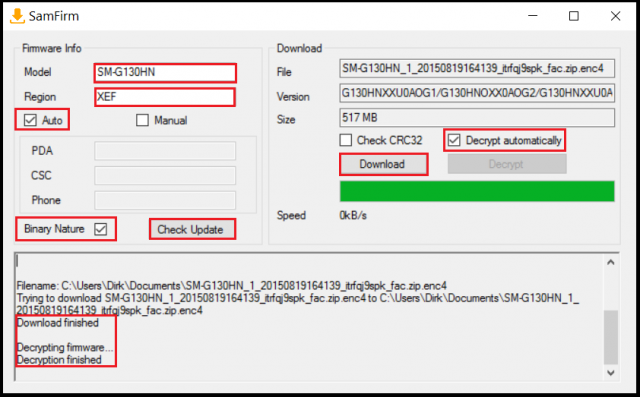 SamFirm Reborn- Outil de recherche et téléchargement Firmwares ...